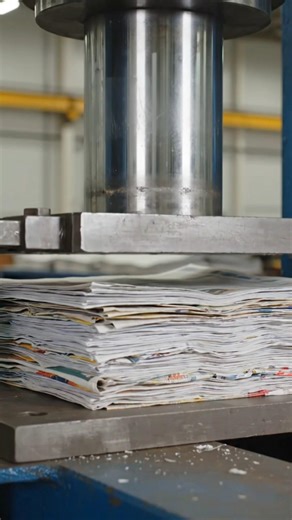 Hydraulic Press vs Stack of Paper 💥 100 Ton Crush Test! #shorts