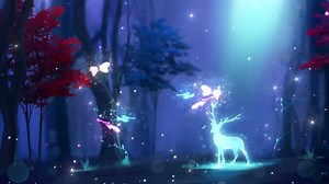 4K Fantasy Forest Butterflies Flying Fireflies Background Video