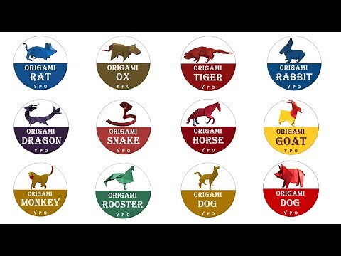 Origami 12 Year Cycles of Animals Sign - Chinese Zodiac Origami