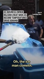 As sprawling heat dome spawns temperatures above 100°F across the eastern US, Marc Savenor, who calls himself "The Ice Man," is relishing a spike in demand for his ice and dry ice from businesses and consumers desperate for relief from the extreme heat. | AP