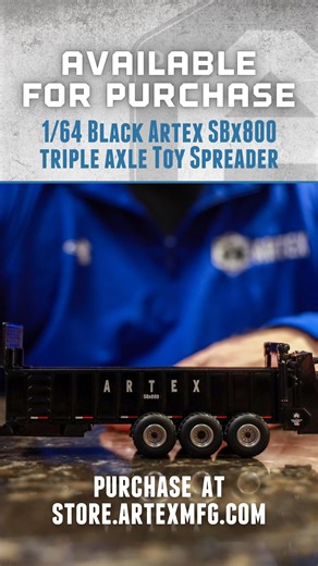 Artex Manufacturing on Instagram: "🥁 Announcing the new.... 𝟭/𝟲𝟰 𝗕𝗹𝗮𝗰𝗸 𝗔𝗿𝘁𝗲𝘅 𝗦𝗕𝘅𝟴𝟬𝟬 𝗧𝗿𝗶𝗽𝗹𝗲 𝗔𝘅𝗹𝗲 𝗦𝗽𝗿𝗲𝗮𝗱𝗲𝗿! This new toy model is available for purchase on our Artex Store. Made of die-cast metal, this replica includes functional beaters and rolling wheels. It’s perfect for all Artex enthusiasts. We still have some gray tandem SBx800 spreaders available as well. It’s the ideal time to start your collection of Artex toy spreaders! 👉 Click the link in our bio t