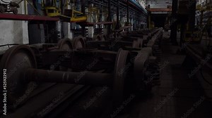 2022 - the interior of a railway maintenance facility where freight cars are built and maintained.