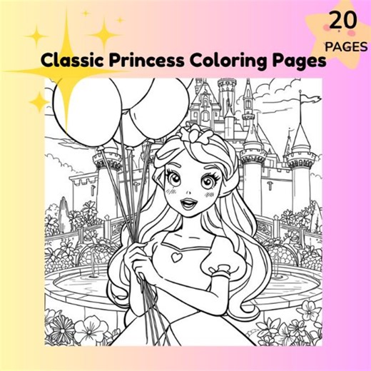 Classic Princess Coloring Pages – 20 Fine Printable Line Art for Kids 3  - Etsy