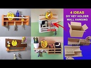 4 Ideas DIY key holder cardboard | DIY Multipurpose key holder wall hanging shelf | Easy Crafts