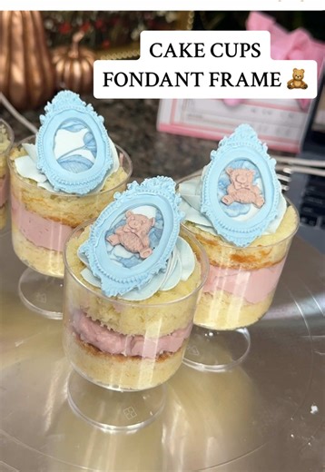 The cutest cake cups for teddy bear theme baby shower 🧸🩵