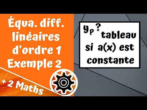 Équa. diff. linéaires d'ordre 1 - Exemple 2 (tableau pour a(x)=constante)