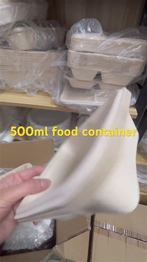 Rectangular 500Ml Biodegradable Bagasse Sugarcane Food Box