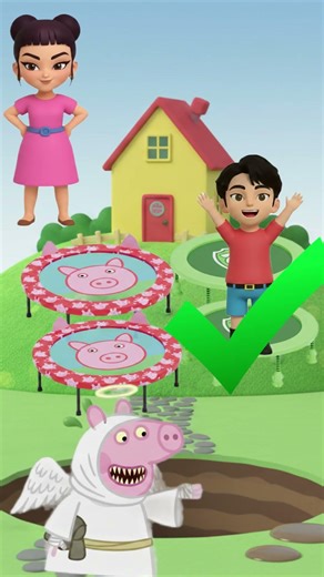 K-pop Demon Hunters vs Peppa pig Trampoline Challenge