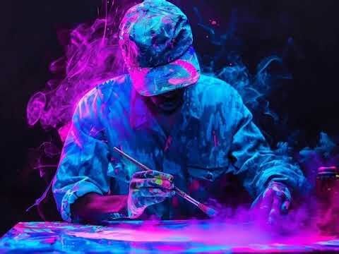 Neon Vision: Artist Painting with Electric Colors