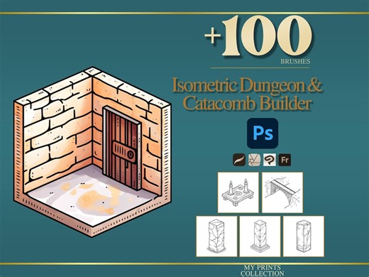 Isometric Dungeon and Catacomb Builder Photoshop Brushes & Procreate Stamps – 100+ Tattoo, Digital Art, Clipart, Line Art, Stencil - Etsy UK
