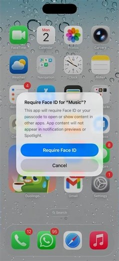 How to Lock Apps in iPhone setup Face ID for any app iOS 26