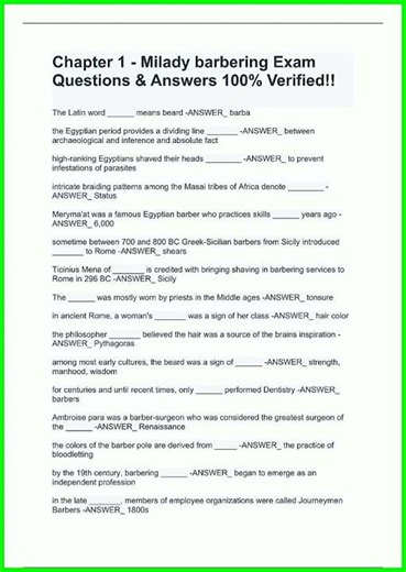 #learnexams Chapter 1 Milady Barbering Exam Questions En Answers 100 Verified video