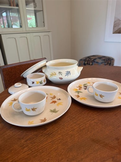 Vintage Franciscan Autumn Leaves Dinnerware Set: Mid-century Coffee Cups, Plates, Bowl, Pot - Etsy