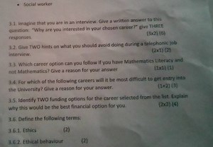 Questions on Careers and Ethics (Social Worker example)3.1 Im... | Filo