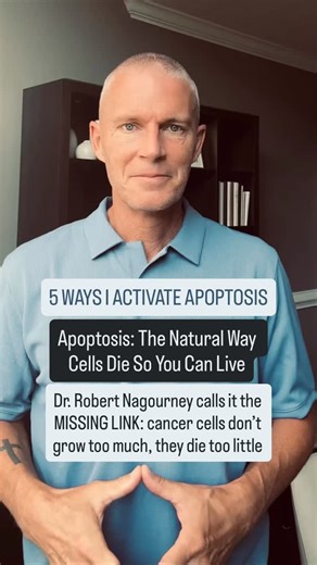 🧬 Why Apoptosis Matters in Cancer Recovery Dr. Robert Nagourney says it best: “Cancer cells don’t grow too much—they die too little.” 📚 STUDIES: • Nagourney R, Cancer as a Disease of Apoptosis (2017): Apoptosis failure is central to cancer biology. • Nature Reviews Cancer (2020): Terrain factors—oxygen, nutrients, immune activity—govern cell death vs. survival. • Cell Reports (2018): Fasting and metabolic therapies restore apoptosis in dysfunctional cells. ✅ HOW TO SUPPORT APOPTOSIS NATURALLY: