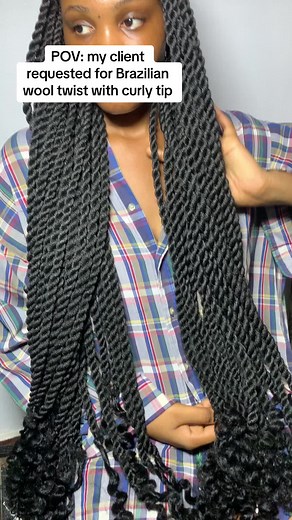 Curly Brazilian Wool Twist Hairstyles | Braids with Curls Tutorial