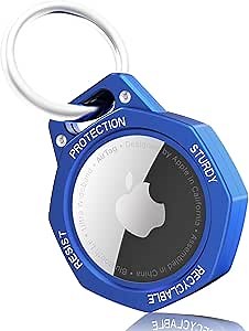 AirTag Holder Case- Aluminum Alloy Keychain for Apple AirTag Tracker (Klein Blue)