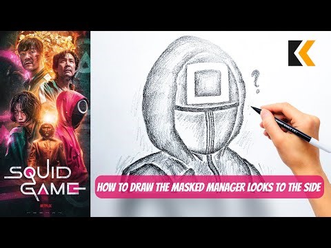 Let’s Sketch It! How to Draw The Masked Manager Looks to The Side - Squid Game