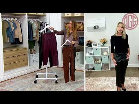 Susan Graver Faux Leather Ankle Pants with Button Detail on QVC