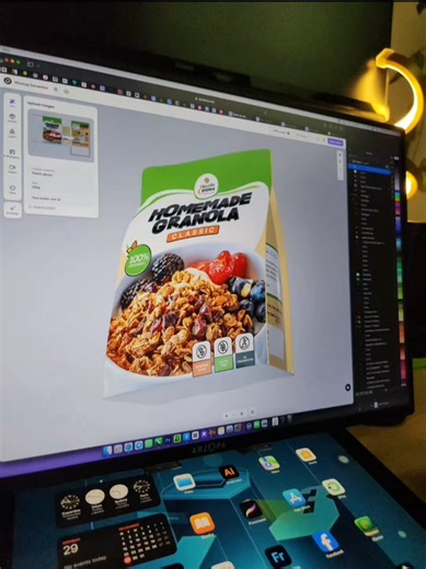 Here's a Label Designed for Exquisite Granola, from Dieline to Design system. Product Package Design Course still available at a promo rate of N55, 500. Send a DM now to make your purchase for access. Greative New Week Guys - Let's cook more. 😍✨ . . 3D mockup by @pacdora ✨ Use my promo code