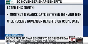 VIDEO: With shutdown over, SC plans to issue full November SNAP benefits