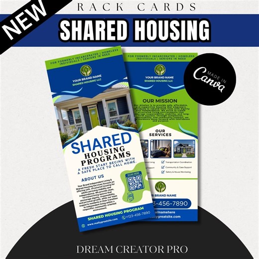 Shared Housing Rack Card Template | Independent Living & Reentry Housing Canva Marketing Card Design - Etsy Canada