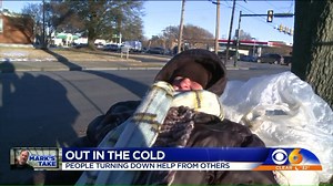 Meet Rosemary. She’s 72, from Tennessee by way of New York. She’s been sleeping sitting up on a near West End sidewalk this bitter winter, wrapped in blankets and a sleeping bag and covered in plastic. I went by to check on her Wednesday night and posted this on Facebook with a photo of what appears to be a pile of trash waiting for pickup: There’s a homeless woman under all this plastic and ice off Malvern near W. Broad. It’s 24 degrees. I asked her if she wanted a ride or just sit for a while 