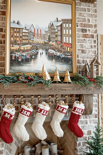 Rustic charm meets Christmas warmth ❤️ The brick fireplace, greenery, and soft glow make this space feel timeless 🎄 #christmasdecor #holidayseason #festivedecor #fblifestyle | Restore Decor & More