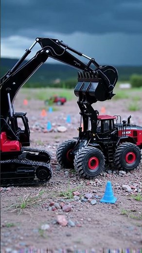 RC Excavator & Loader Teamwork! Mini Construction Site Action 🚧