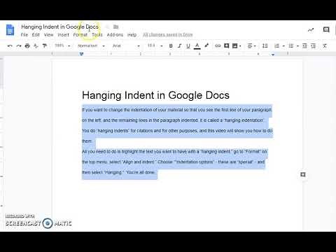 Hanging Indentation in Google Docs