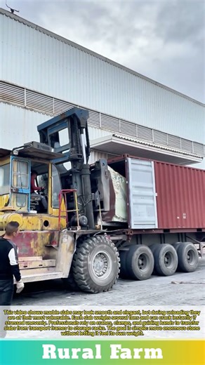 Precision & Power: Witness the Incredible Marble Slab Unloading Process!