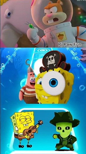 Angry Sandy Cheeks 🆚 Scary Sonic 🆚 Spongebob Squarepants | Tiles Hop Battle #shorts #spongebob