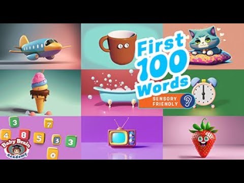 First Words For Baby | Learn First 100 Words For Babies | No Music - Baby Art - Sensory Friendly