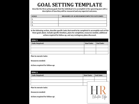 Goal Setting Worksheet | Employee Performance | Annual Goals | Performance Review Form, HR Templates