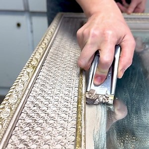 Giving a 30-year-old mirror a new look using paint and wax. | Salvaged Inspirations