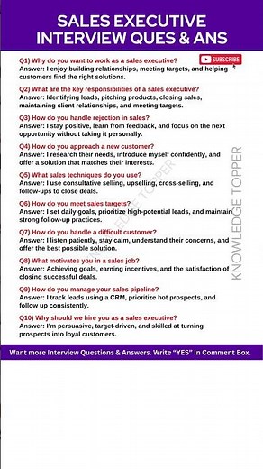 Sales Executive Interview Questions and Answers | Sales Executive Job Interview Questions and Answer