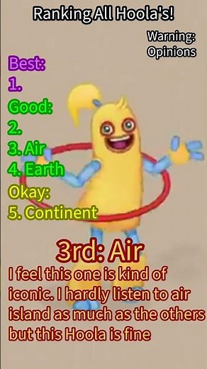 Ranking Every Hoola (My Singing Monsters / Dawn of Fire) #shorts #msm