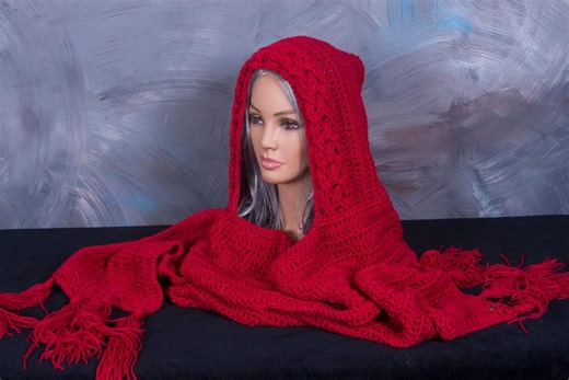 Crocheted Oversized Hooded Scarf - 9 Color Options - Etsy
