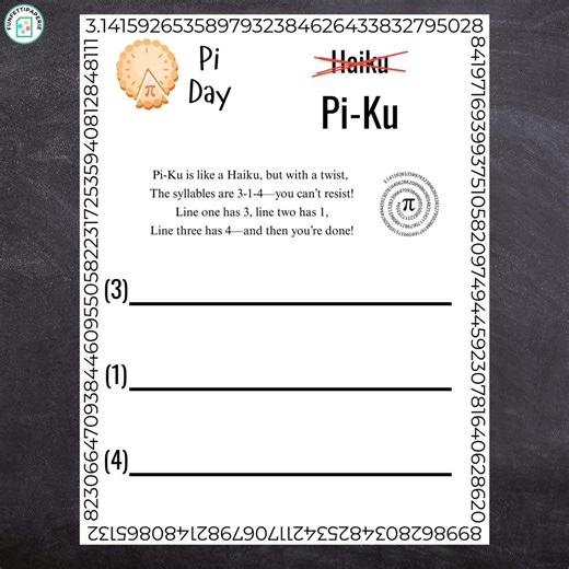 Pi-ku Poem Activity | Printable Pi Day Math Poetry Game | Classroom Creative Writing - Etsy Australia