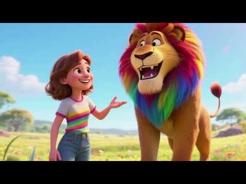 Rainbow Lion Colors Song 🌈🦁 | Learn Red, Yellow, Blue & Green for Kids