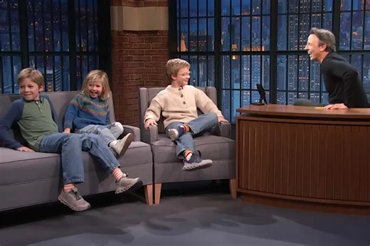 Seth Meyers sits down with his 3 kids for adorable and chaotic “Late Night” interview: 'No, no, no!'