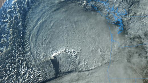 21K views · 205 reactions | Absolutely incredible imagery off the Pacific Northwest, where an explosively-intensifying cyclone is strengthening at TWICE the rate needed for "bomobgensis." Watch this "double bomb cyclone" evolve into a perfectly-swirled atmospheric maelstrom over the northeast Pacific: | MyRadar Weather Radar | Facebook