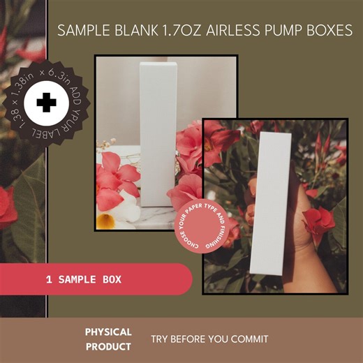 Sample Blank 1.7oz Airless Pump Bottle Box - Linen Texture Cosmetic Packaging - Etsy