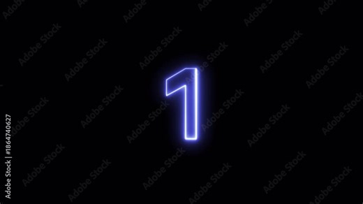 5 to 0 second neon countdown icon animation. timer. 5 second technology digital neon led light game timer animation black background. 4k video
