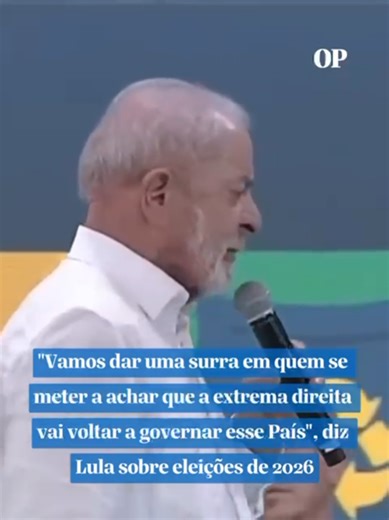 Em evento em São Paulo, Lula antecipou o tom da campanha de 2026 e afirmou que o País não pode permitir o retorno da extrema direita fascista ao poder. Sem citar Bolsonaro, lembrou os mortos da pandemia e criticou o negacionismo. O presidente disse ter a obrigação de defender a democracia e afirmou que está terminando o ano em bom momento. Lula mandou recado a adversários e repetiu que dará “uma surra” eleitoral em 2026. “Quero comparar o que eles fizeram nesse País com o que nós fizemos. Eu que