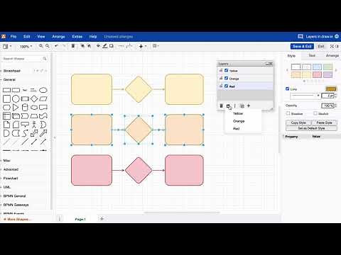 Move shapes to layers in draw.io for Atlassian Confluence and Jira