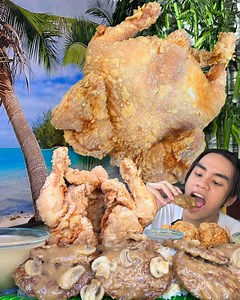 934K views · 11K reactions | Napasarap ang Kain ko sa ONE WHOLE GARLIC FRIED CHICKEN & FAMILY PAN BURGER STEAK Cooking and Mukbang Eating Show | Sino Si Richard | Facebook