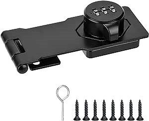 Keyless Cabinet Combination Latch, Combination Drawer Lock, 3-Digit Password Rotary Lock, Easy to Use for Kitchen Cabinet, Closet, Drawer, Office (Black, 1 Pack)