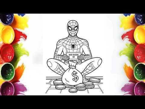 Spider-Man Web Design 101 | Superhero Money & Online Earning Coloring Page for Kids