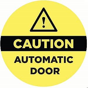 CLEVER SIGNS 4-Pack Caution Automatic Door Decals for Glass Door, Two-Sided, Caution Automatic Door Stickers, 6 inches